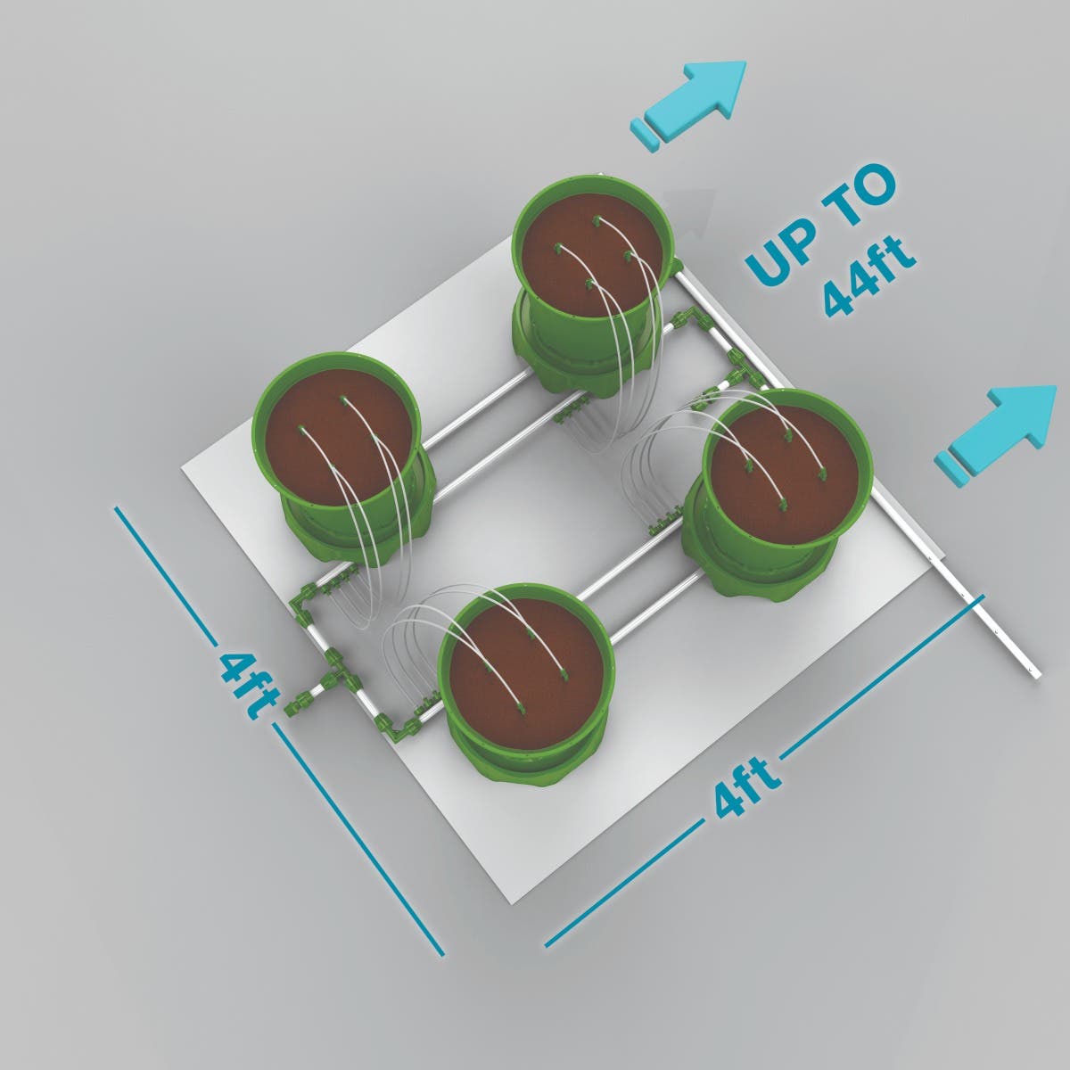 4 Plant Micro Drip Irrigation & Drainage Kit w/ 5 Gal Pots | FloraFlex